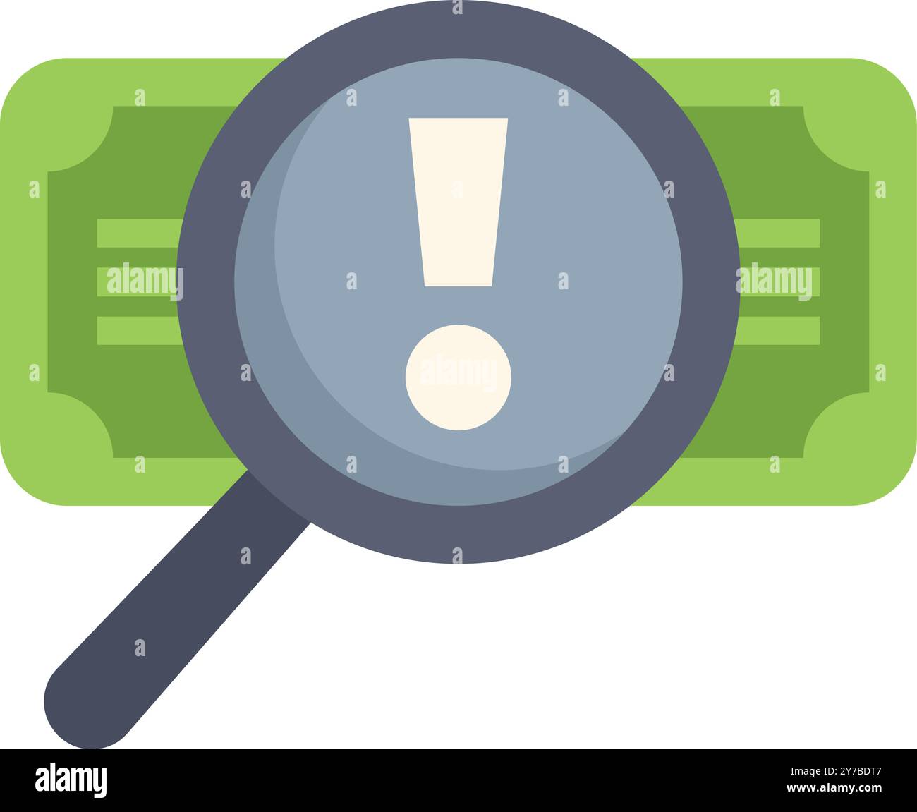 Magnifying glass is detecting problem, warning sign with exclamation ...