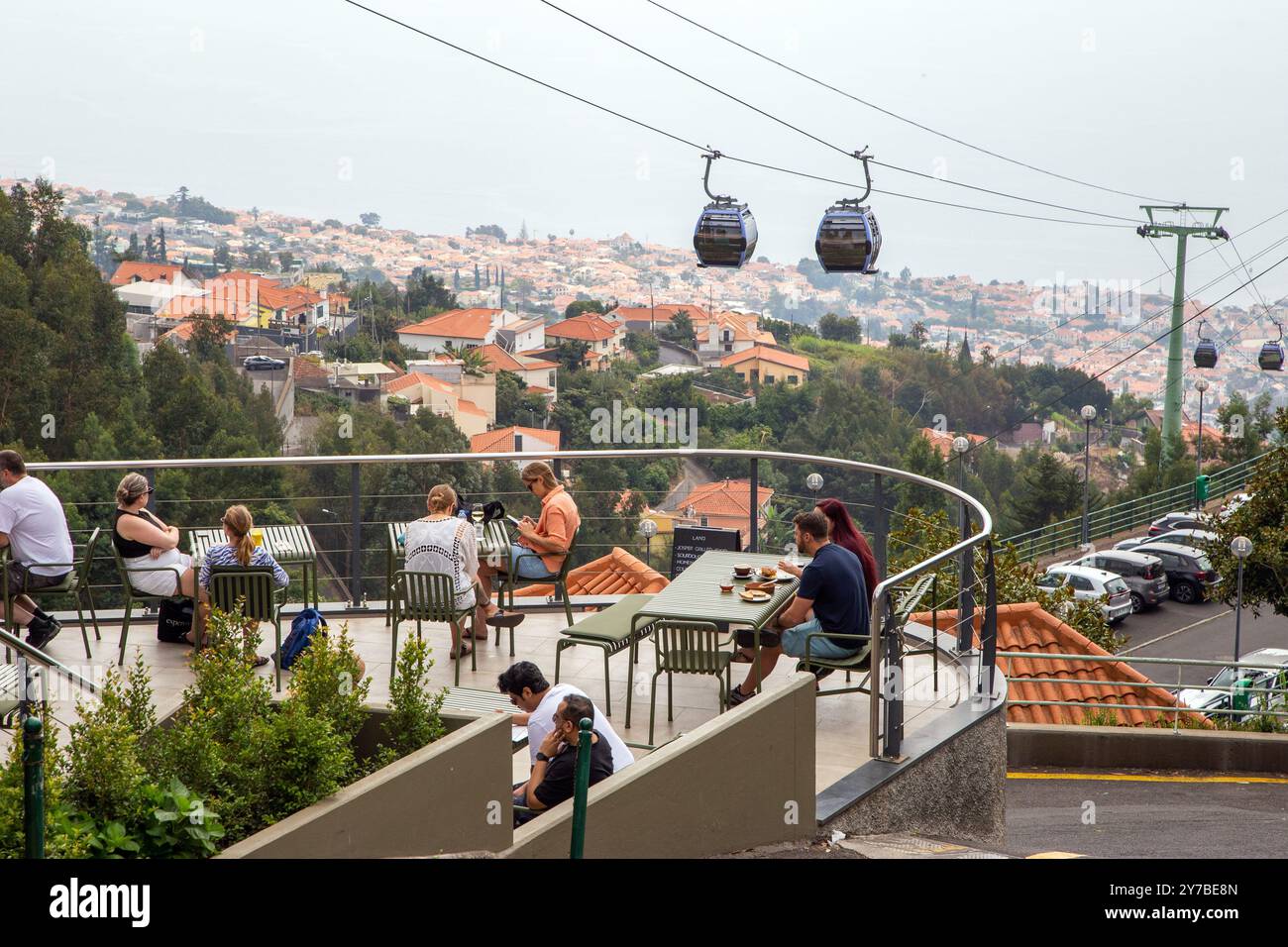 The cafe and restaurant at the summit of the cable car at Monte Funchal ...