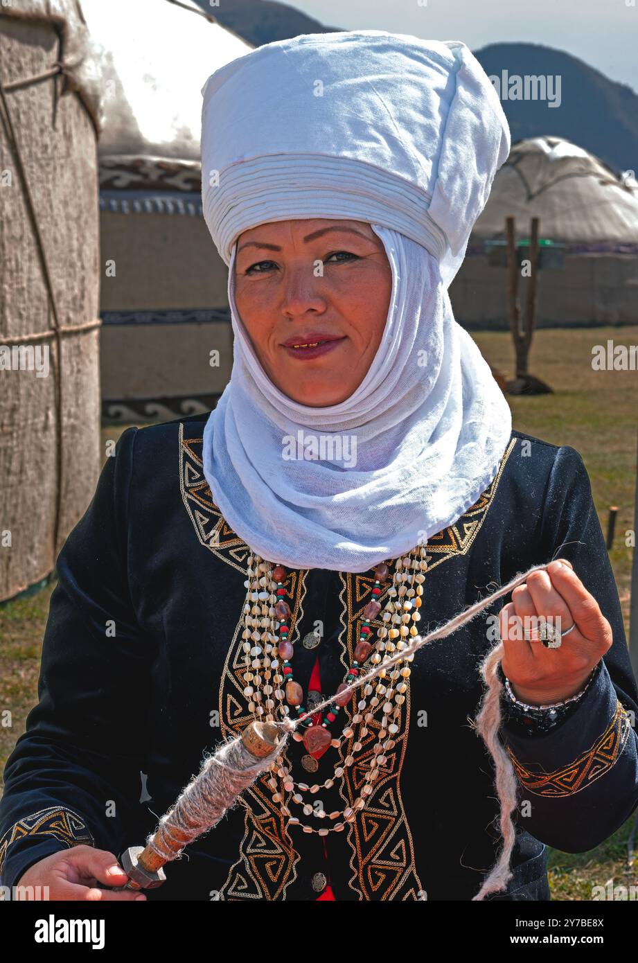 traditional headdress of women in Khyrghyzstan Stock Photo - Alamy