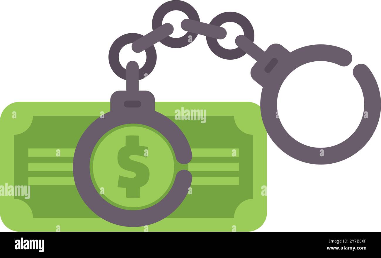 Handcuffs chained to dollar bill symbolizing financial crime like money ...