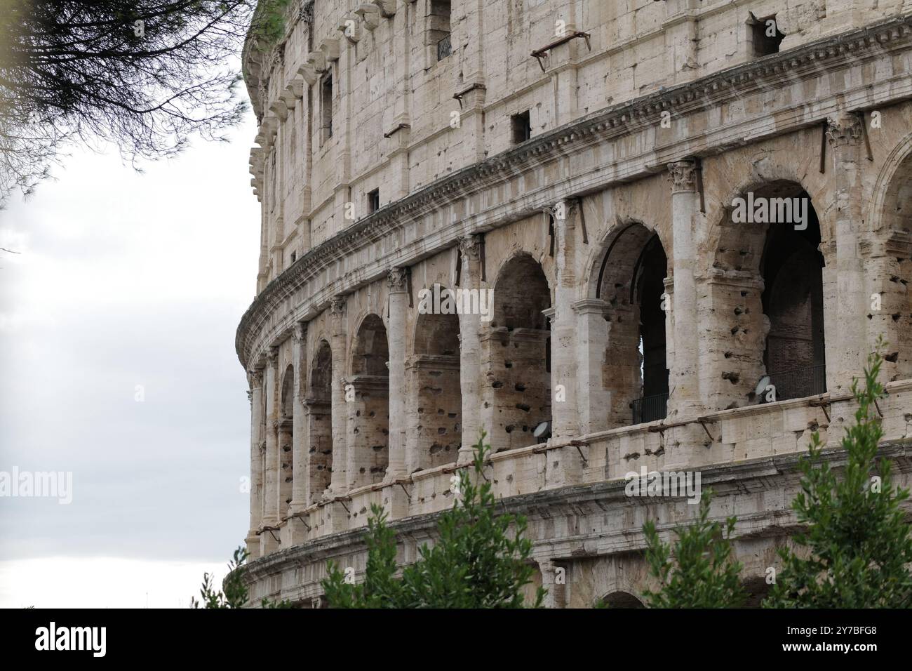 The ancient and iconic Colosseum of Rome (Flavian Amphitheater) with ...