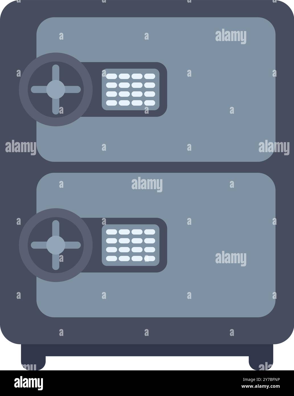 Illustration of a big safe with combination lock keeping money and ...