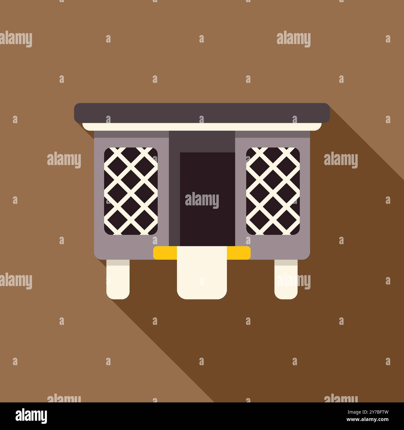 Traditional japanese house exterior with lattice windows casting a long ...