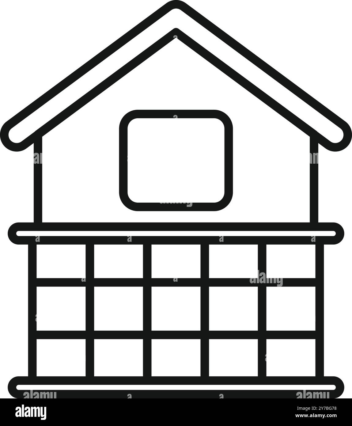 Minimalist vector line art illustration representing a small house with ...