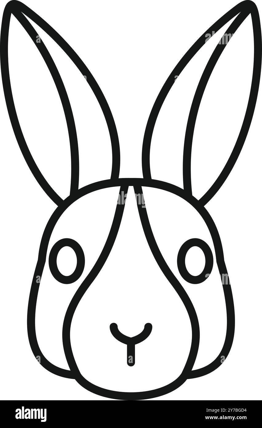 Simple line drawing of a bunny rabbit head with long ears looking ...