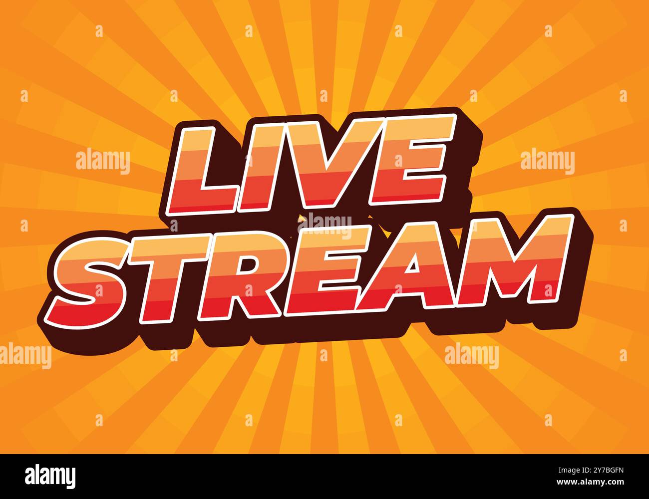 Live stream. Text effect design in 3D style with modern colors Stock ...