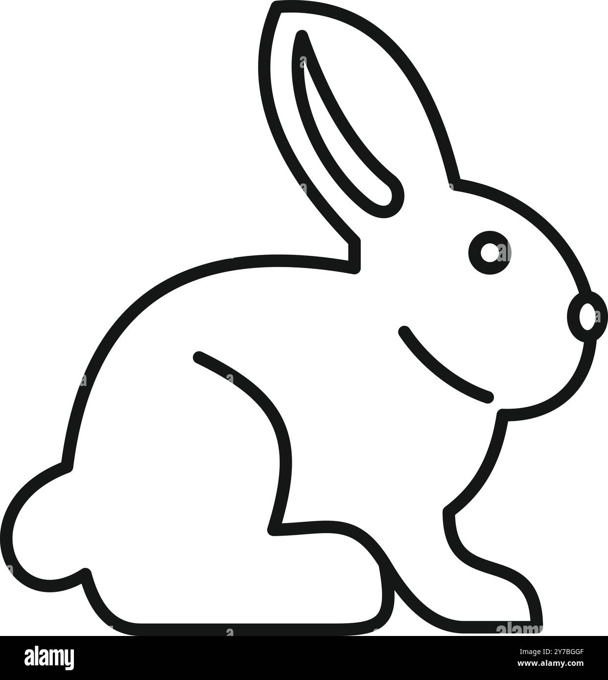 Simple line drawing of a bunny rabbit sitting in side view, perfect for ...