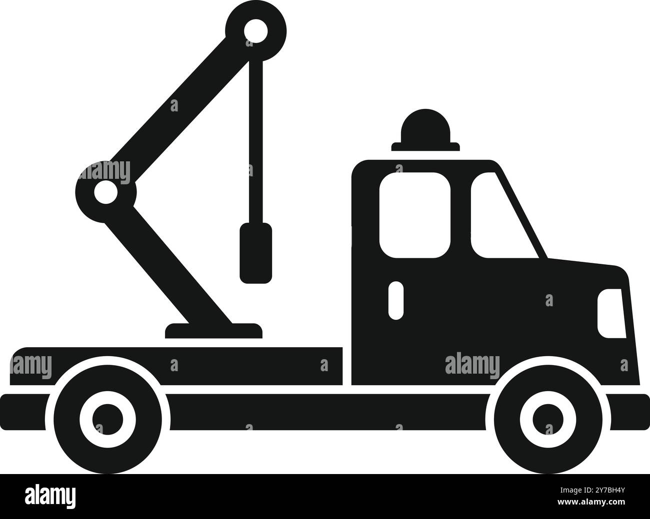 This vector illustration features a tow truck using its hydraulic arm ...