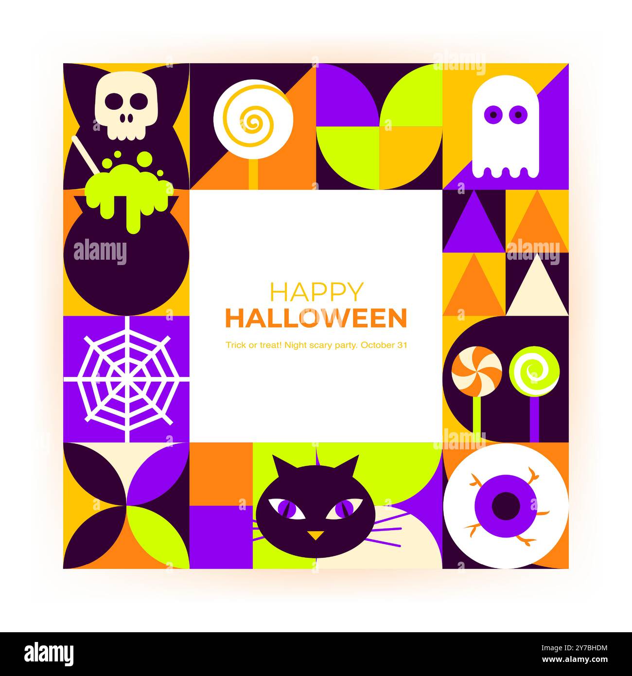 Happy halloween black square Stock Vector Images - Alamy