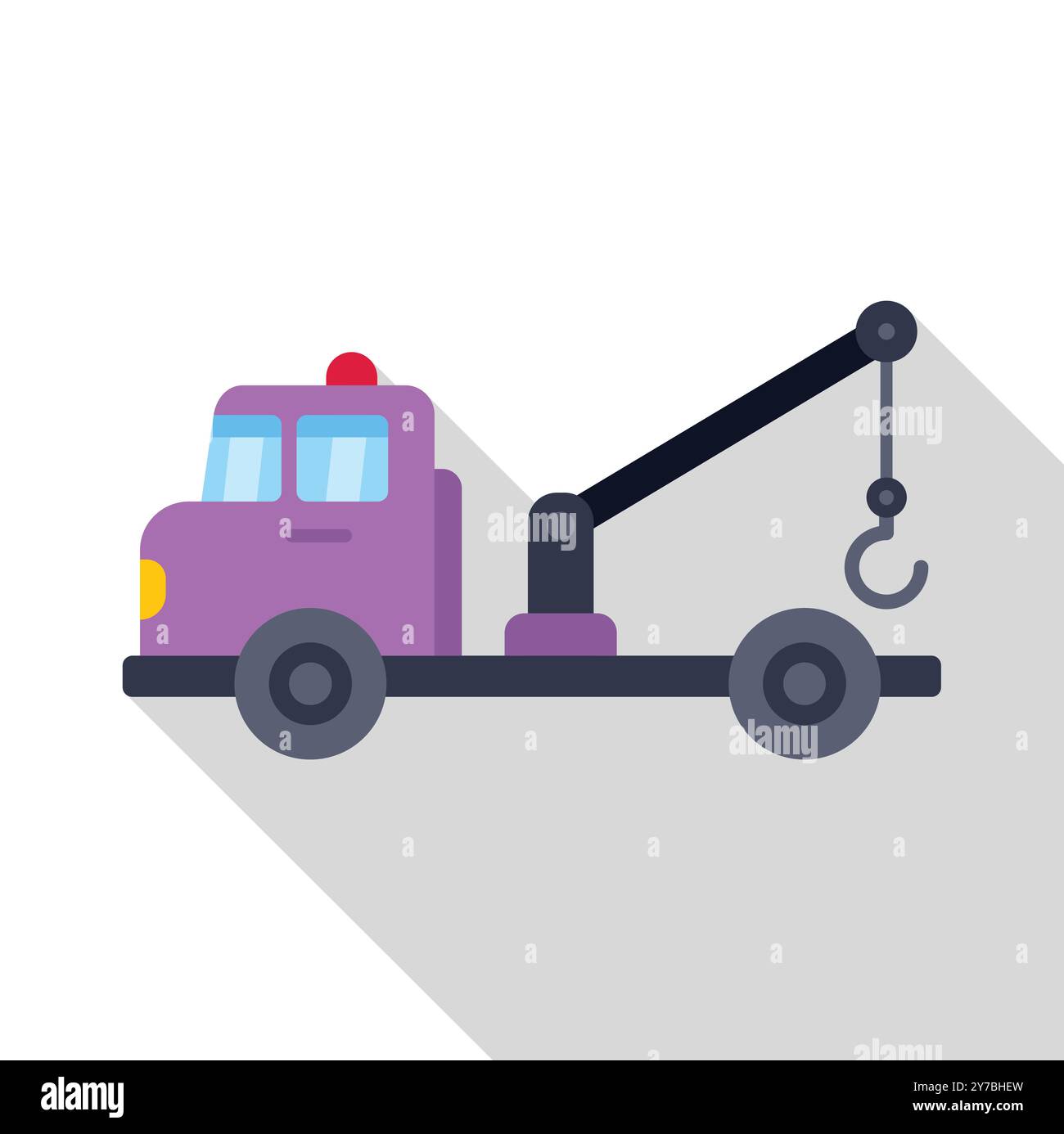 Illustration of a purple tow truck with a hook waiting for an emergency ...