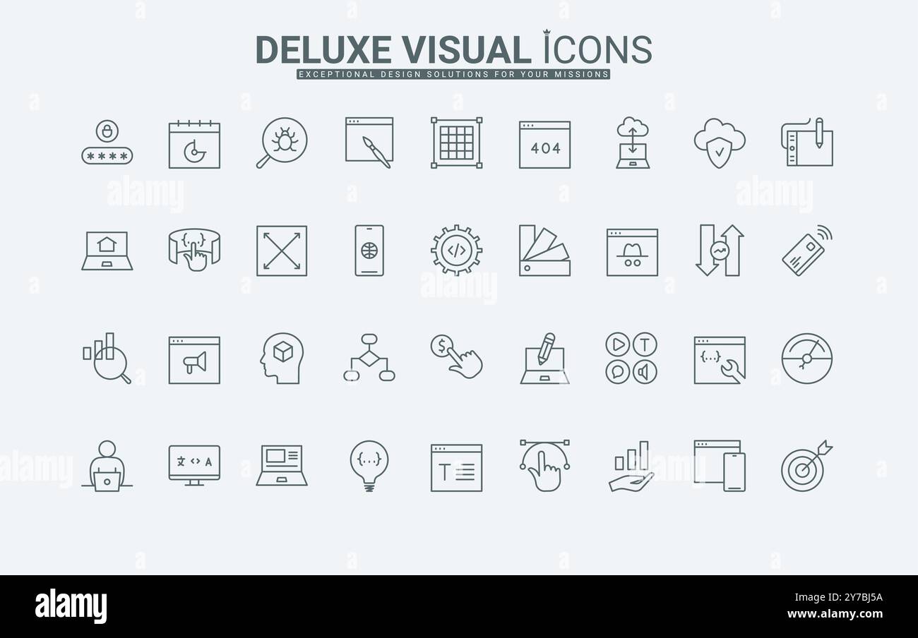 Web development line icons set. Thin black outline symbols vector ...