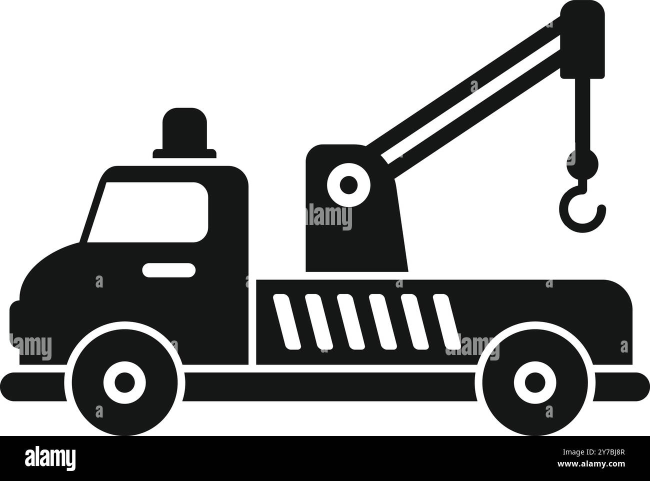 Simple black and white vector icon of a tow truck ready to help ...