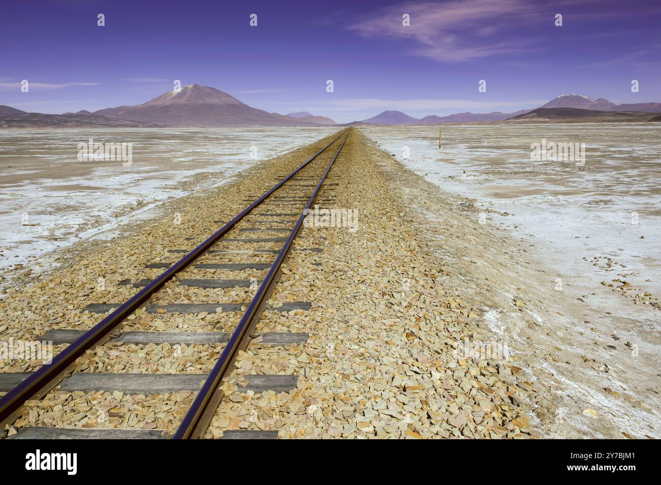 Endless Journey: Train Tracks Across the Bolivian Altiplano Salt Flats ...