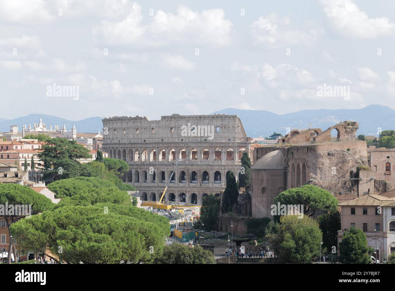 The ancient and iconic Colosseum of Rome (Flavian Amphitheater) with ...