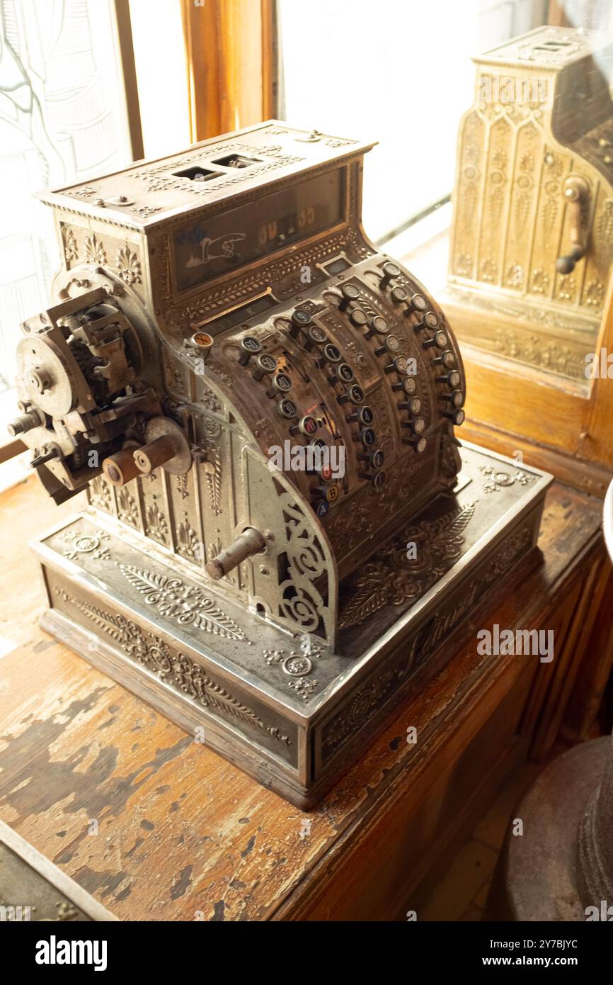Vintage Cash Register with Intricate Brass Design. vintage style ...