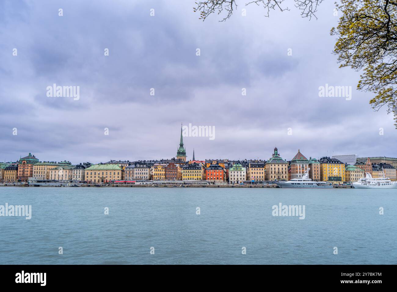A picturesque panoramic view of Stockholm, Sweden. The iconic ...