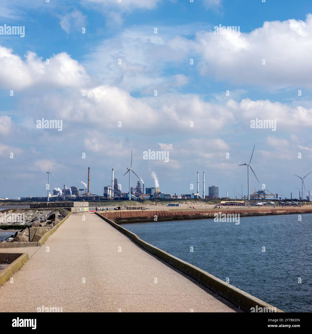 tata steel factory in the netherlands seen from north pier of north sea ...
