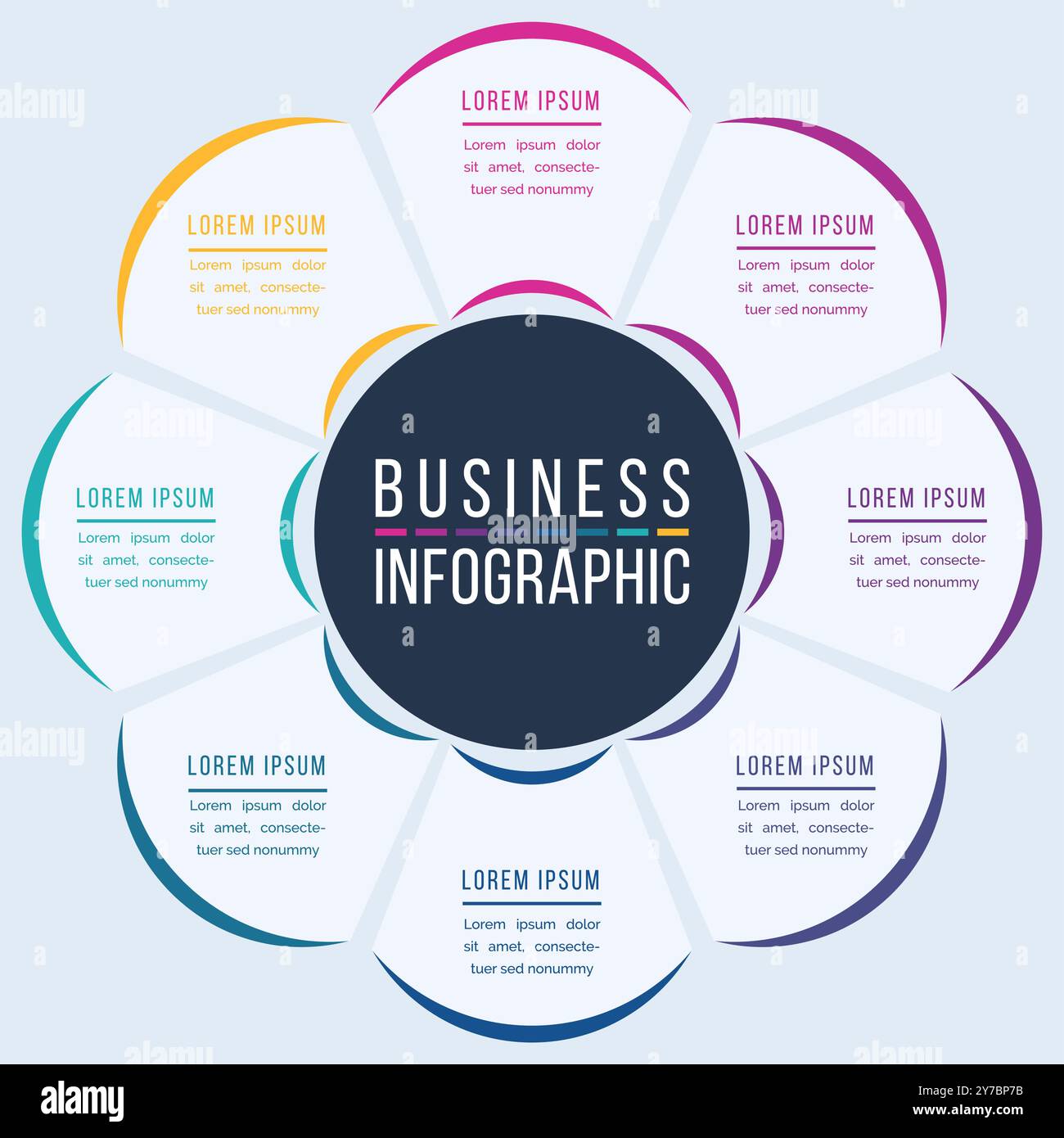 Circle Infographic design 8 steps, objects, elements or options infographic business template ...