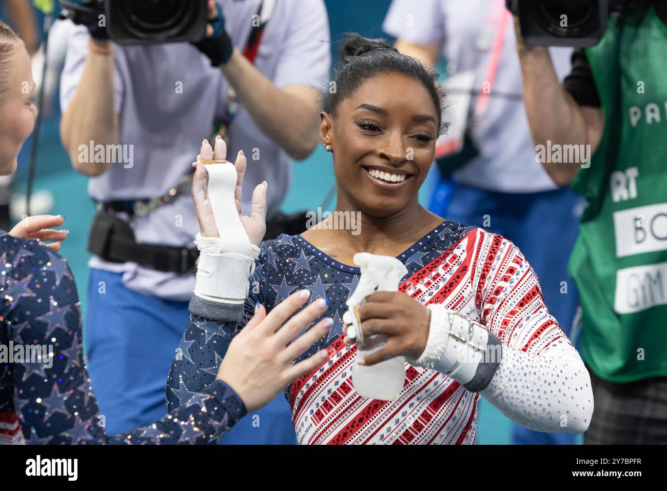 Paris, France. 30th July, 2024. Simone Biles of USA after her uneven ...