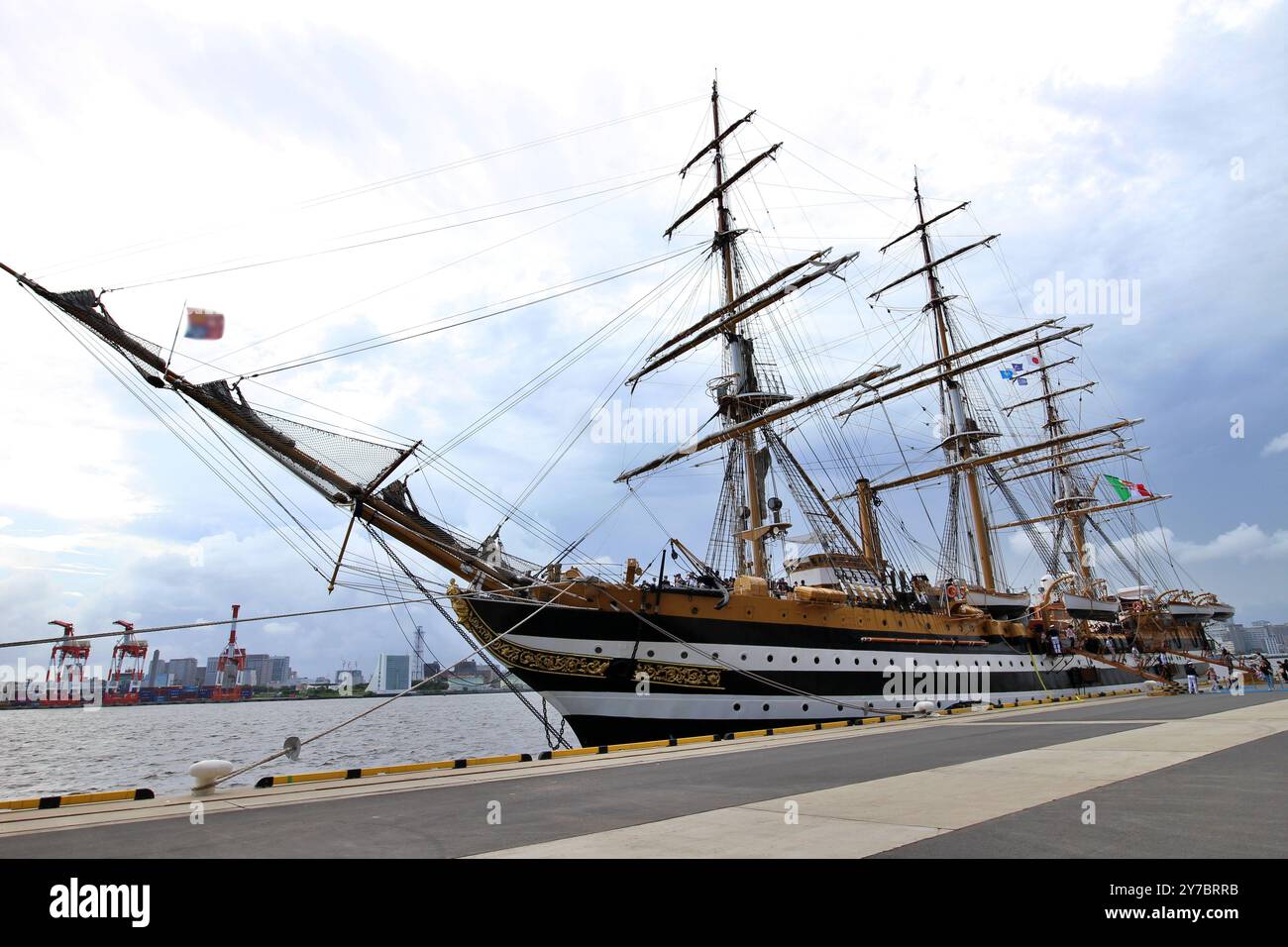 A sailing ship anchored in Tokyo Bay Stock Photo - Alamy