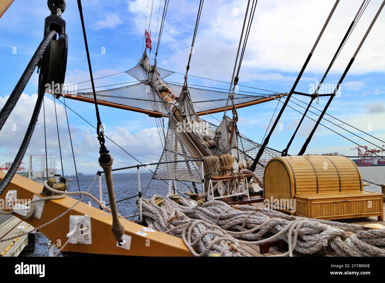 Weather deck of a sailing ship anchored in Tokyo Bay Stock Photo - Alamy