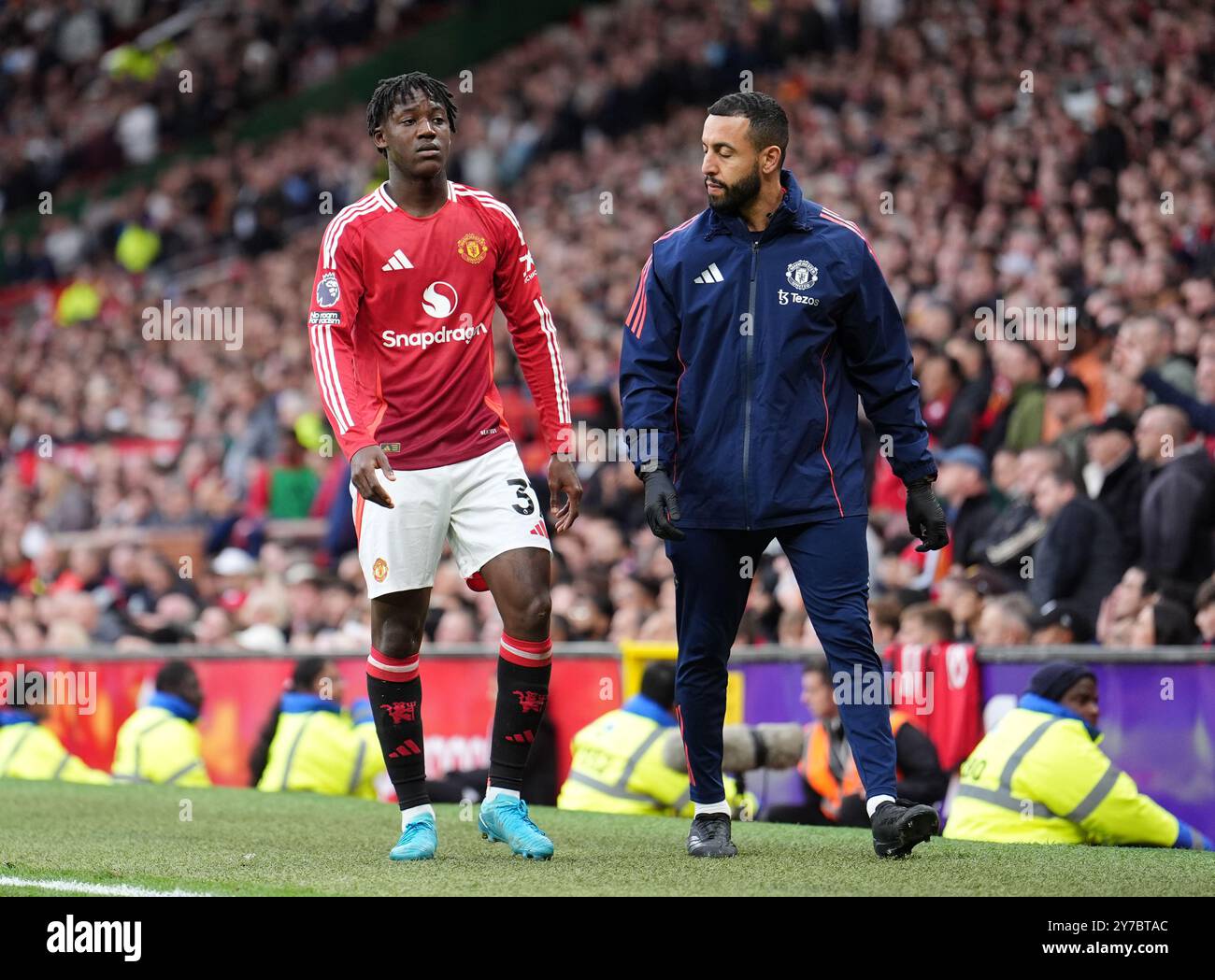 Manchester United's Kobbie Mainoo leaves the field of play after ...