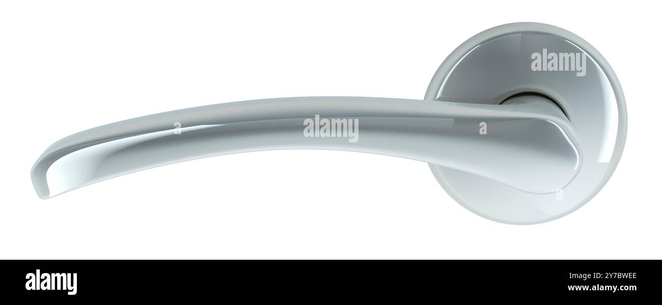 Door handle from silver metal, 3D illustration isolated on white ...