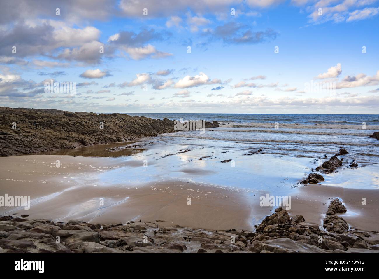Bude bay revealed at low tide Cornwals best beaches in the UK Stock ...