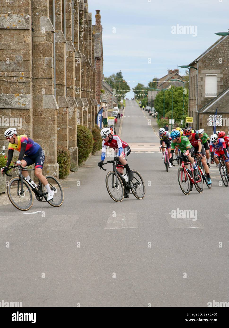 An exciting cycle race, at Mantilly, Normandie, North West France ...