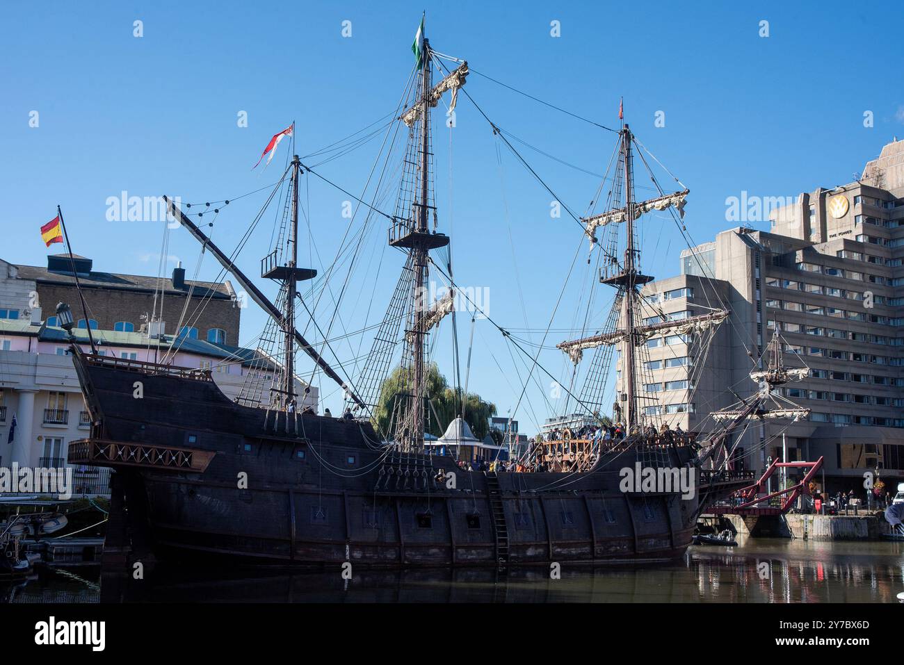 Galeon Andalucia is moored at the St Katharine dock in London. The ...