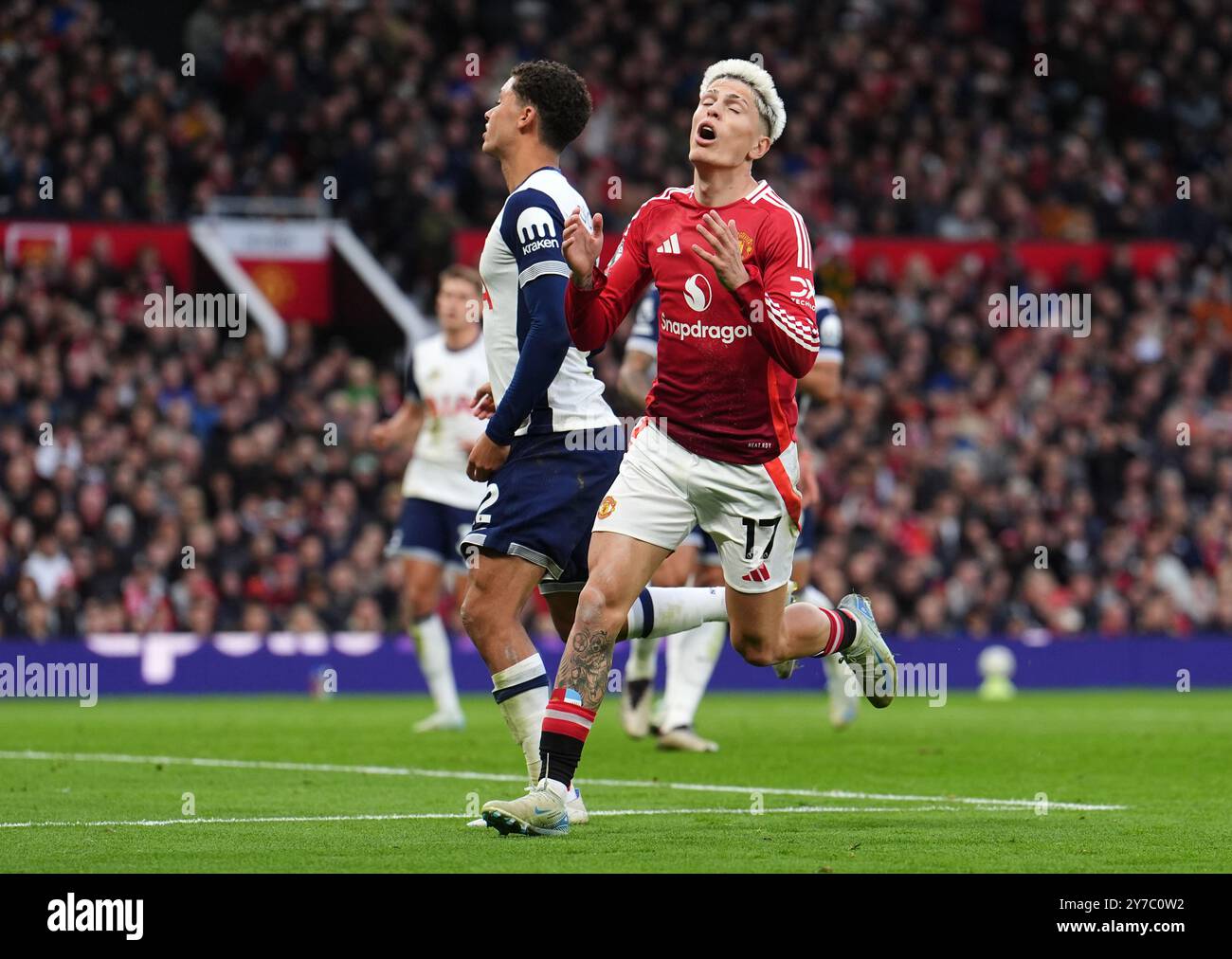 Manchester United's Alejandro Garnacho reacts to a missed chance during ...
