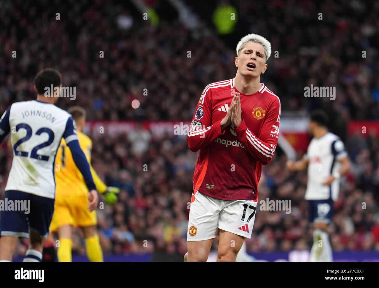 Manchester United's Alejandro Garnacho reacts to a missed chance during ...