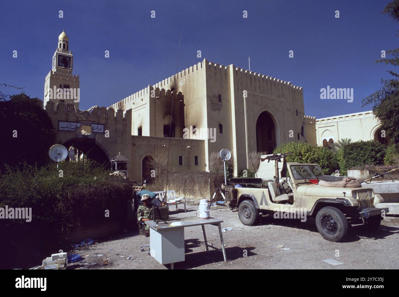 First Gulf War: 8th March 1991 A Kuwaiti soldier on guard duty outside ...
