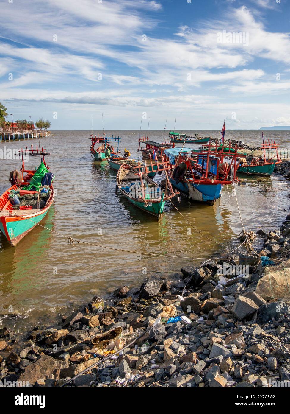 Pollution from plastic and polystyrene on the beach of Kep in Cambodia ...