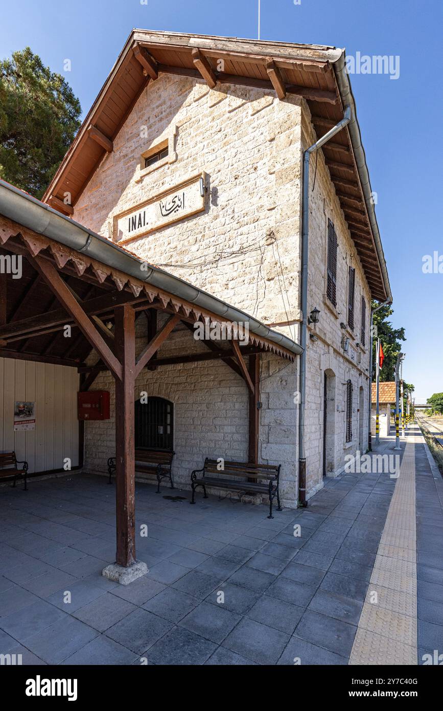 Usak, Turkey July 1, 2023; The historical İnay Train Station, built in ...