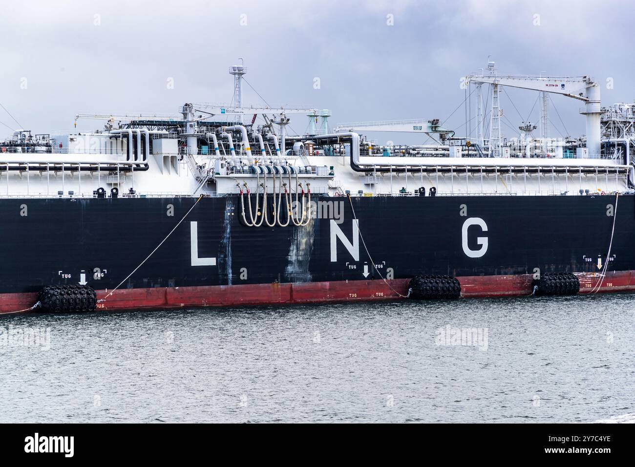LNG bunker vessels at the Sassnitz jetty on the island of Rügen ...