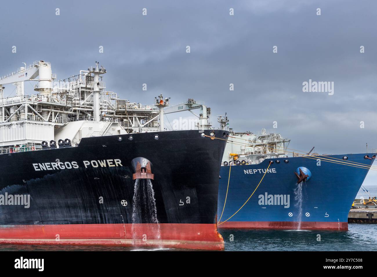 LNG bunker vessels Energos Power and Neptune at the Sassnitz jetty on ...