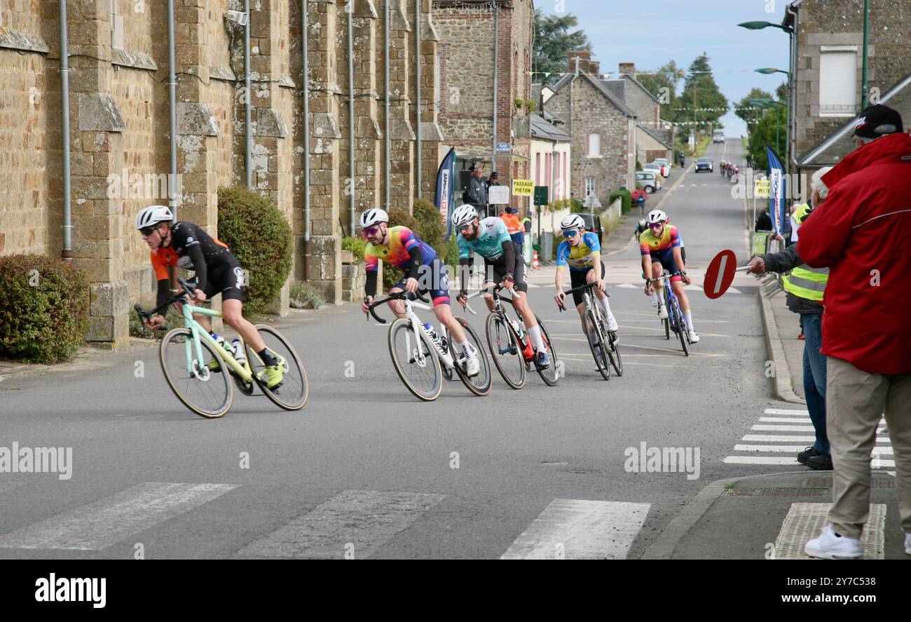 A view of the Mantilly cycle race, in Normandie, North West France ...