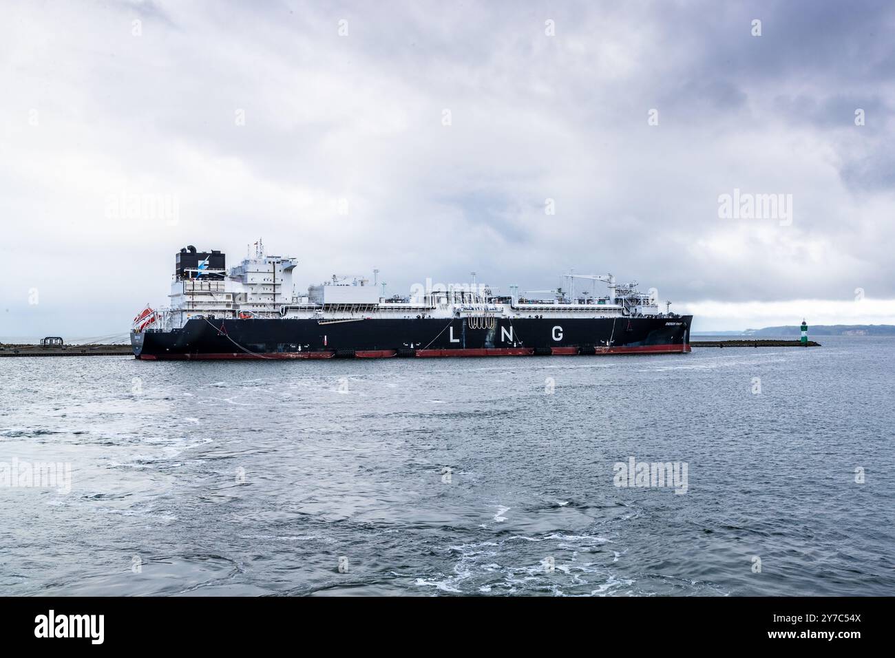 LNG bunker vessels at the Sassnitz jetty on the island of Rügen ...