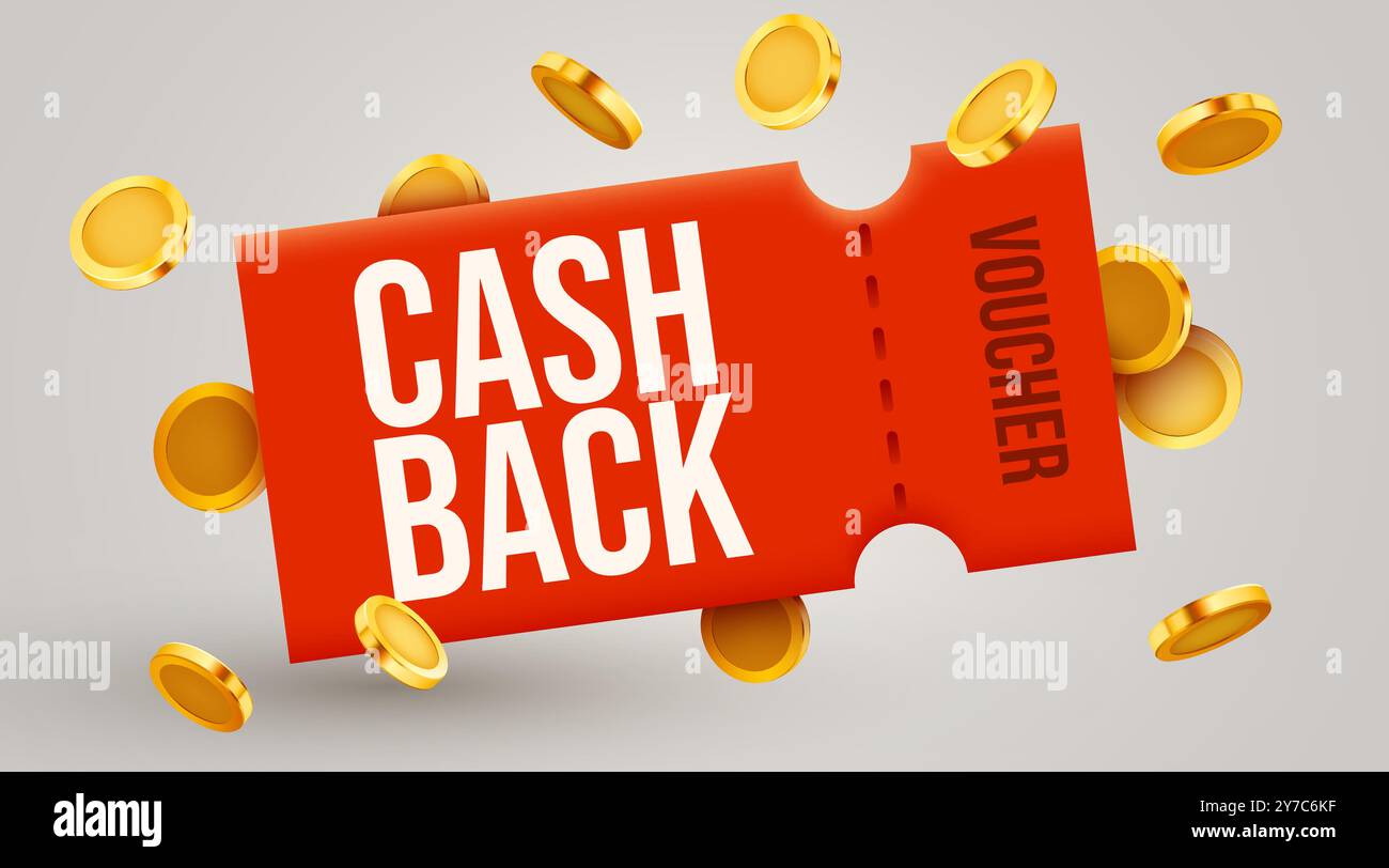 3d coupon with golden coin. Cash back with coupon or vouchers. Gift ...