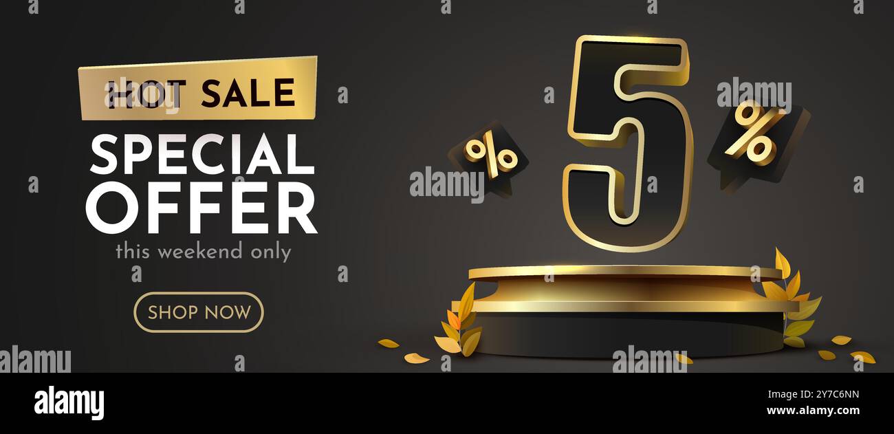 5 percent Off. Discount creative composition. Sale banner and poster ...