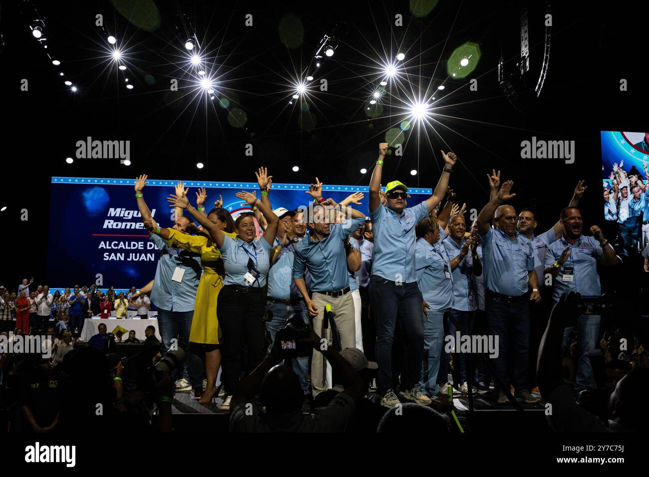 San Juan, USA. 22nd Sep, 2024. New Progressive Party mayors wave to the ...