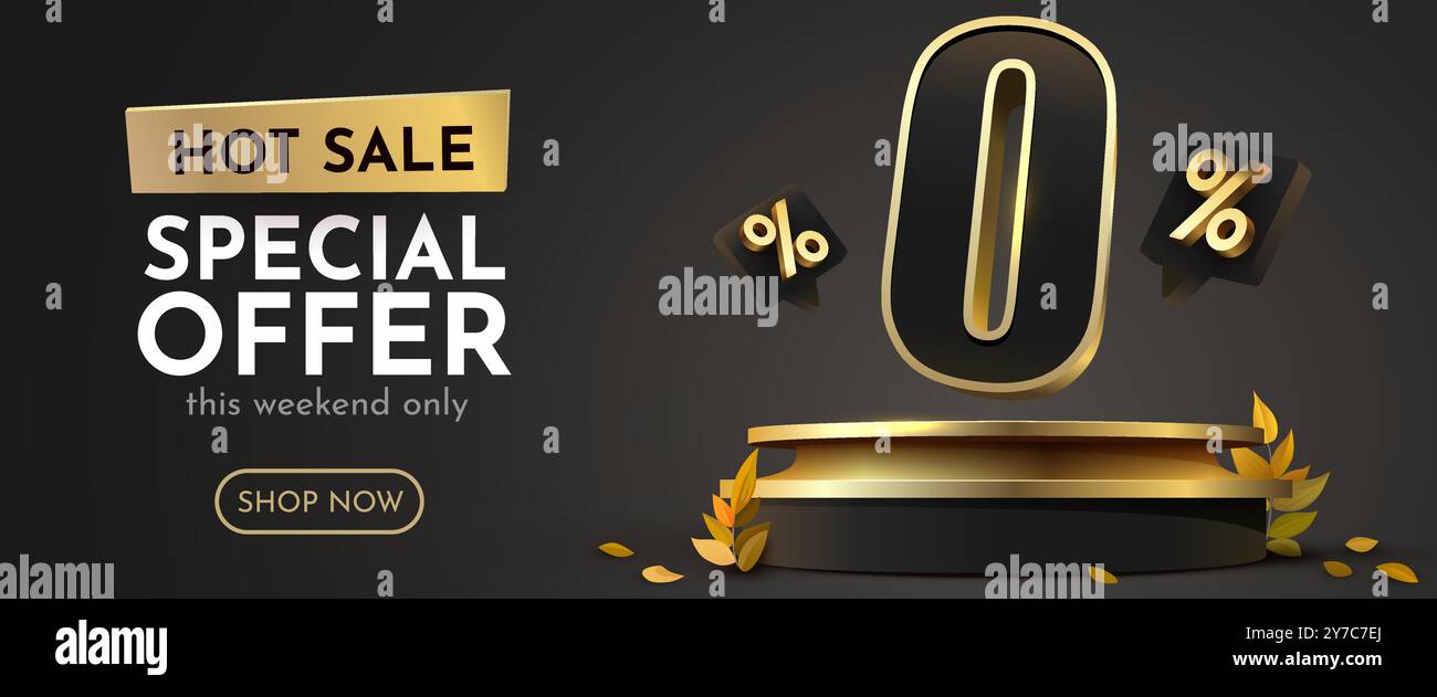 0 percent. Zero commission. Discount creative composition. Sale banner ...