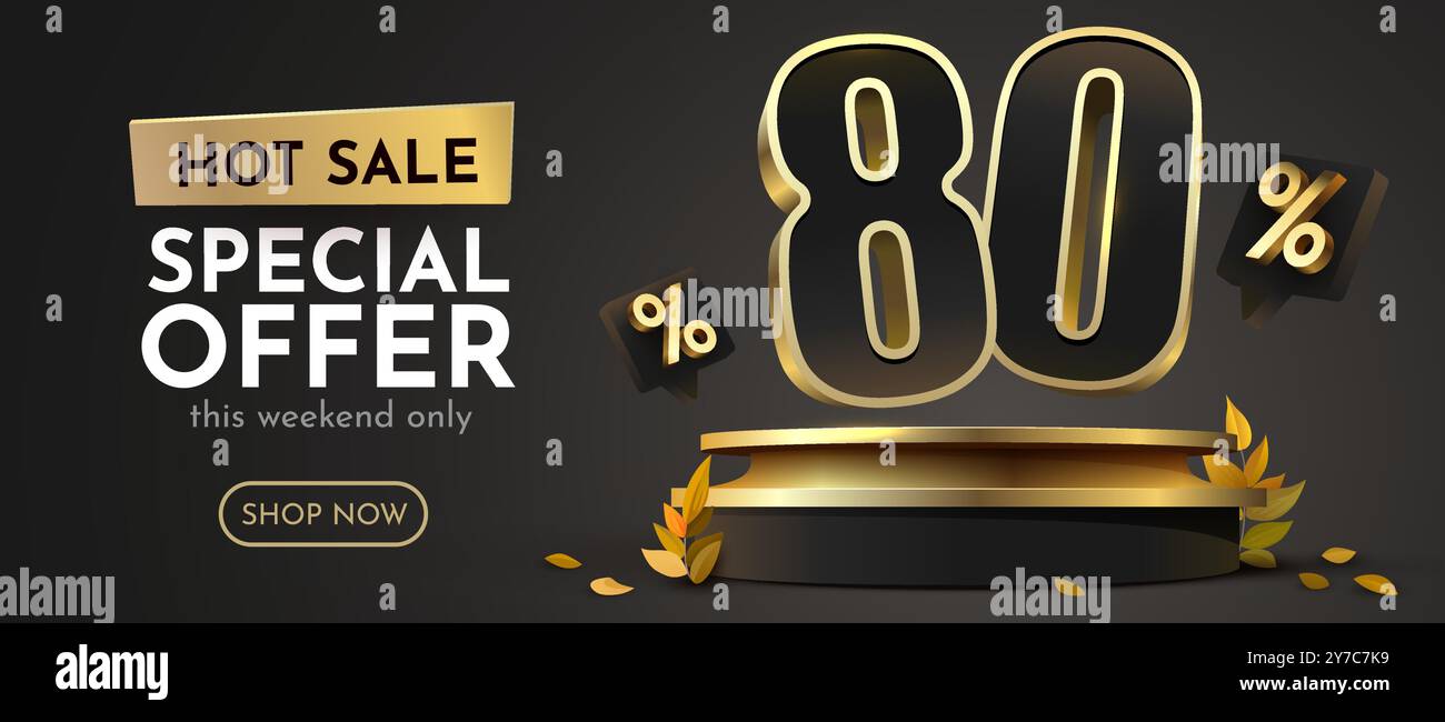 80 percent Off. Discount creative composition. Sale banner and poster ...