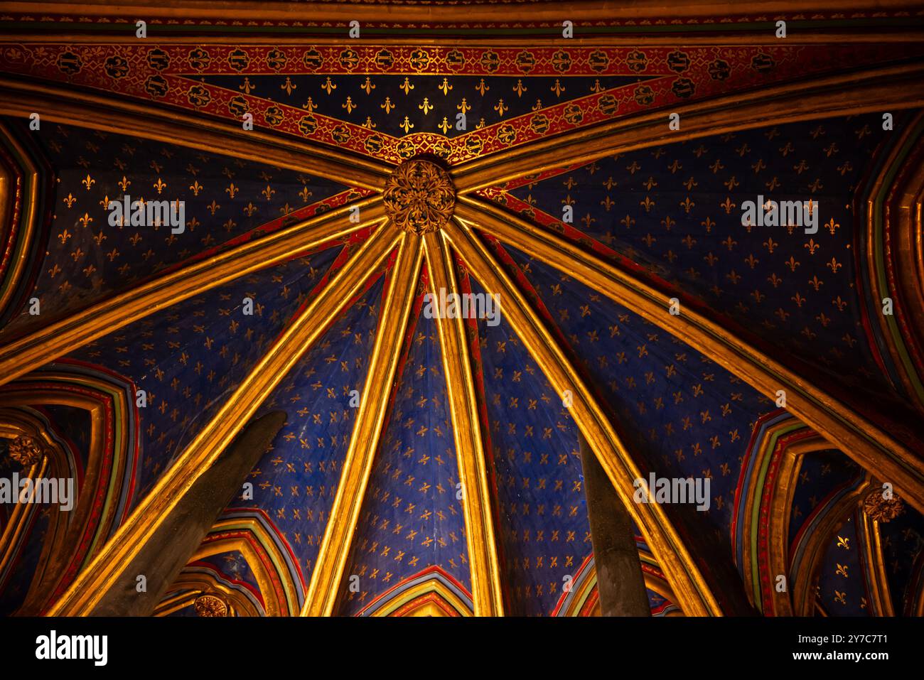 Paris, France August 15 2024 architectural details of Sainte Chapelle ...