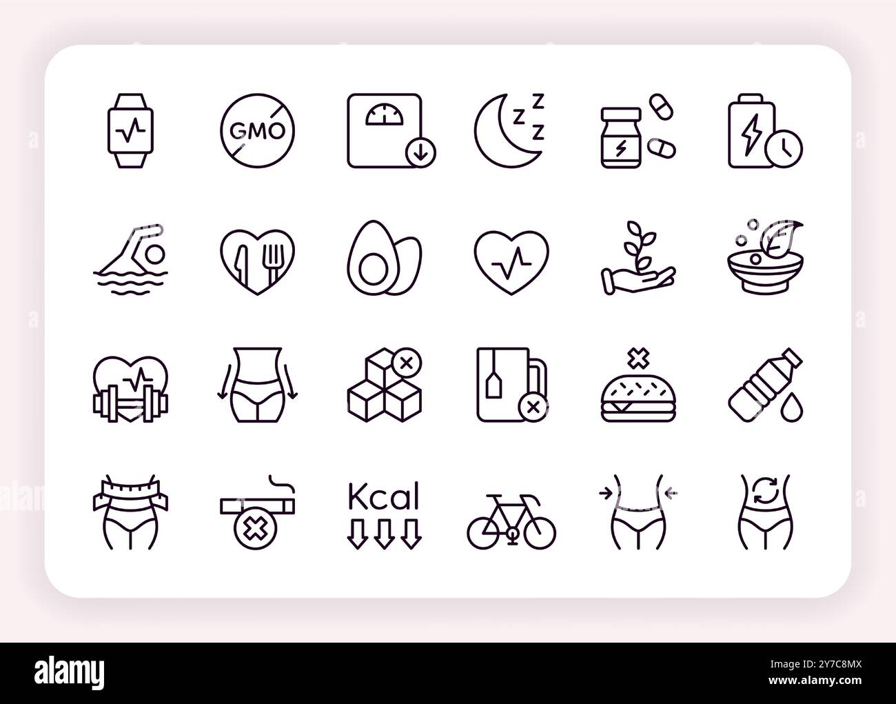 Healthy food icons. Health diet. Stomach detox and vitamin balance ...