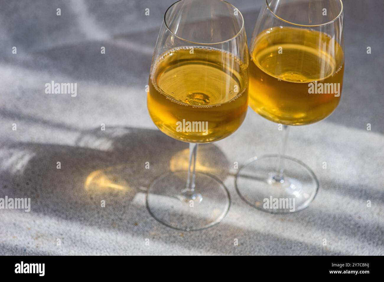 Traditional Georgian white wine known as amber wine, variety Kisi Stock ...