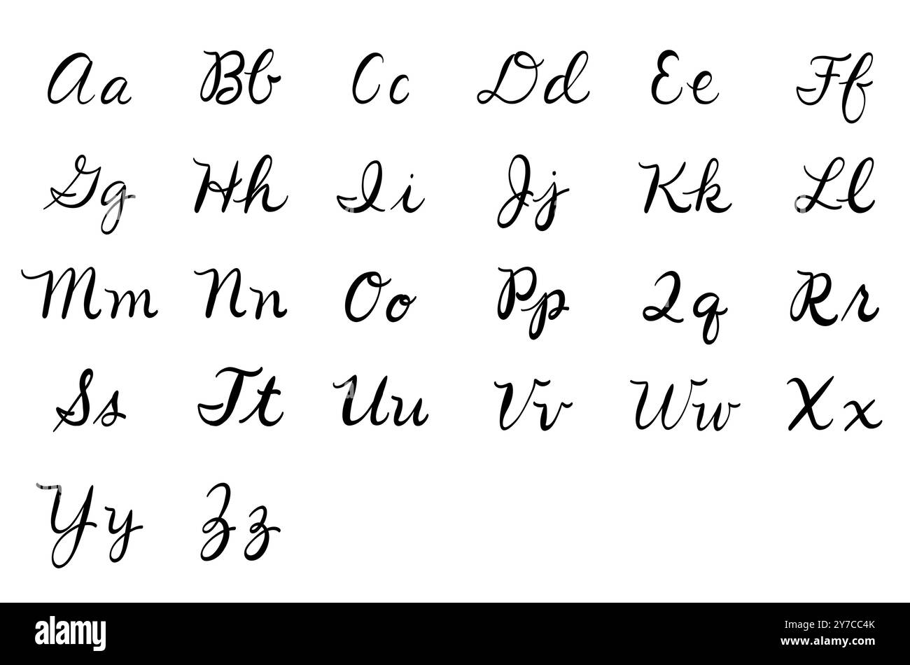 Hand drawn lettering font, cursive typeface. Brush ink letters ...