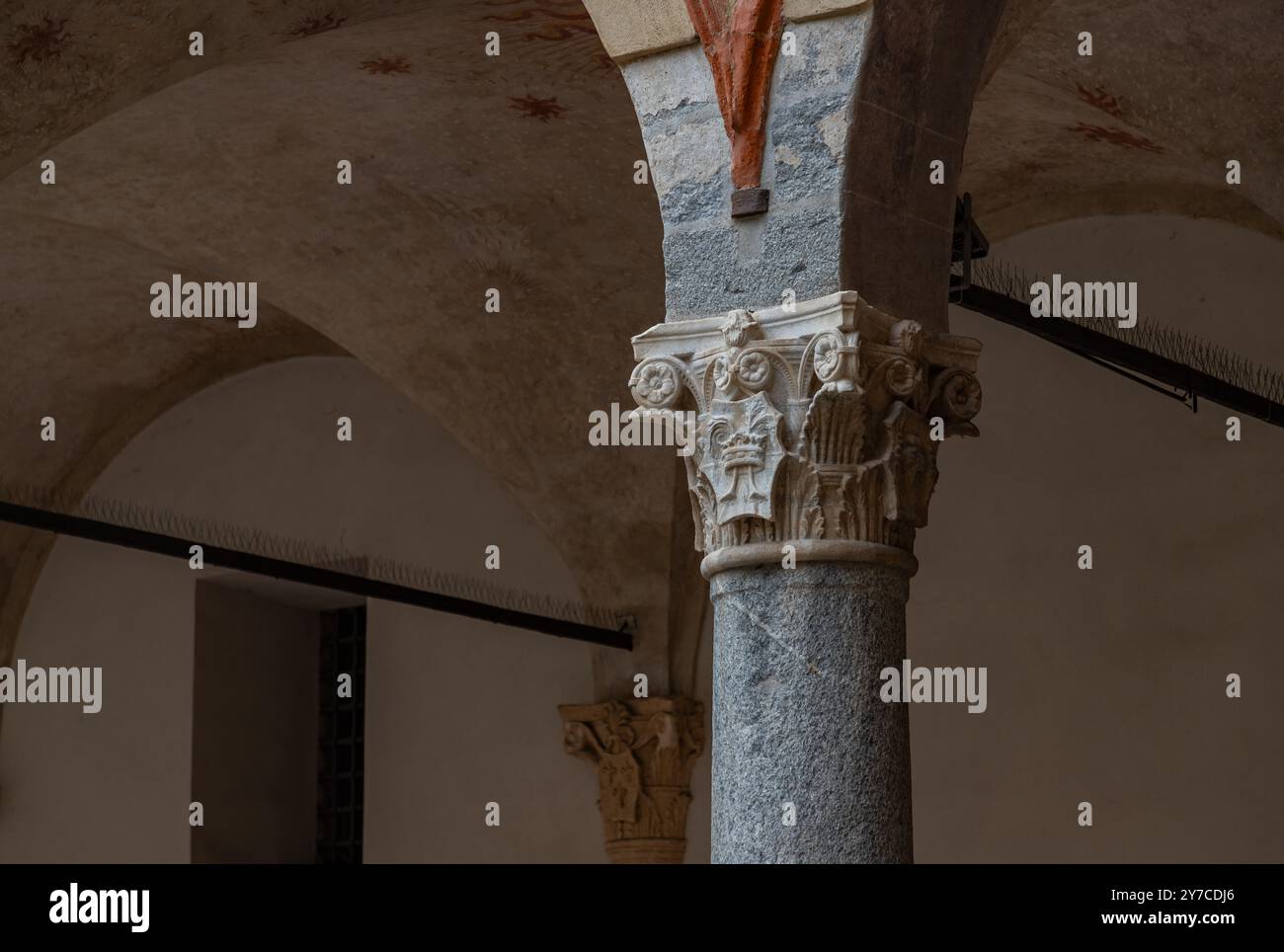 A picture of a column on the Rocchetta Courtyard at the Sforzesco ...