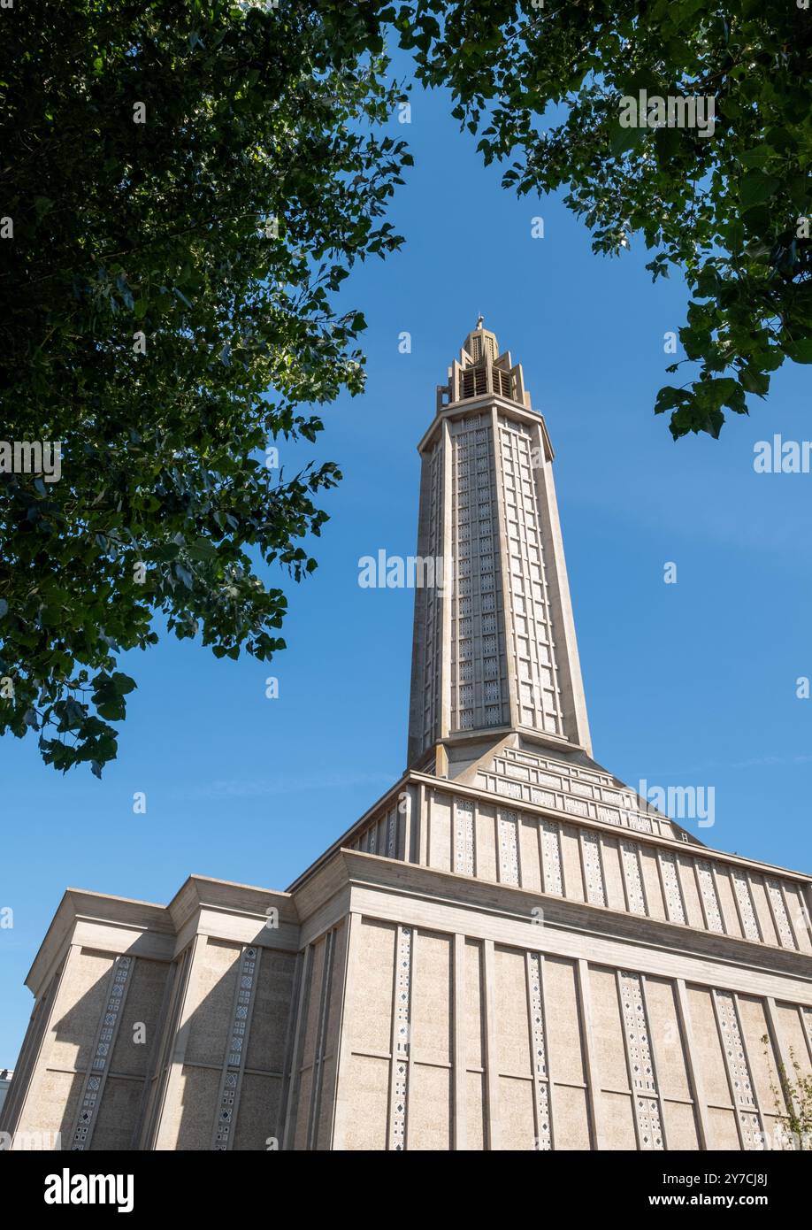 Saint-Joseph Catholic Cathedral in Le Havre, France, city centre. Built in concrete and designed ...